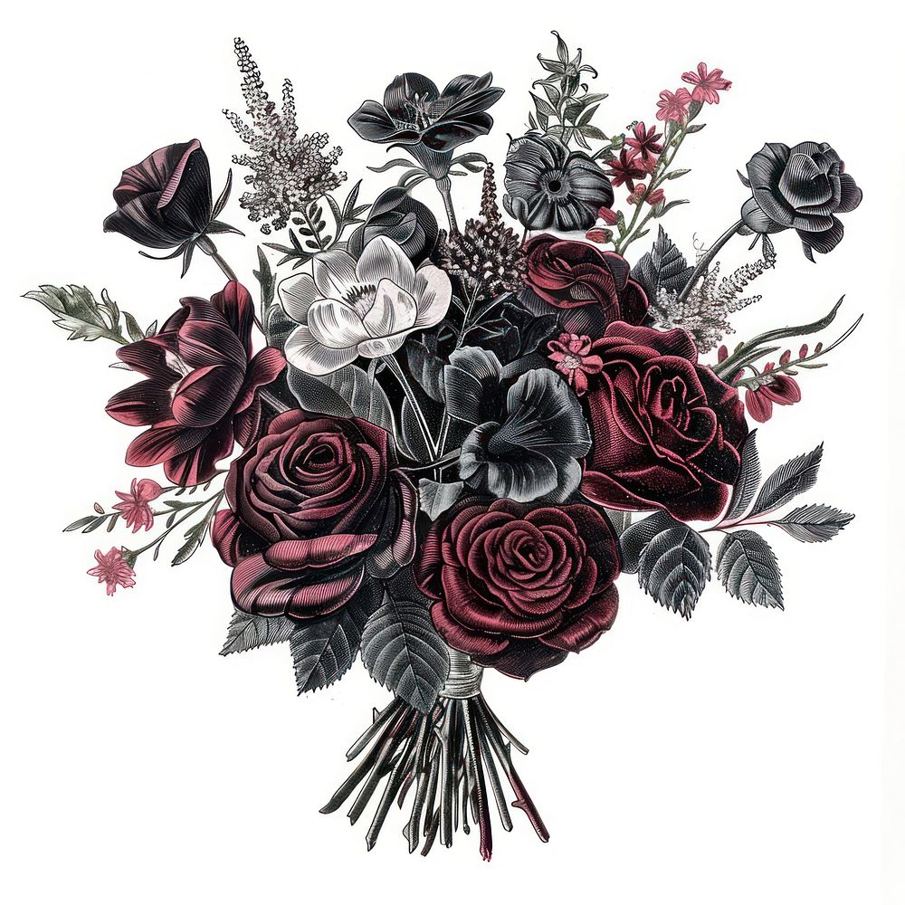 Gothic wedding flower bouquet illustration | Free Photo Illustration ...