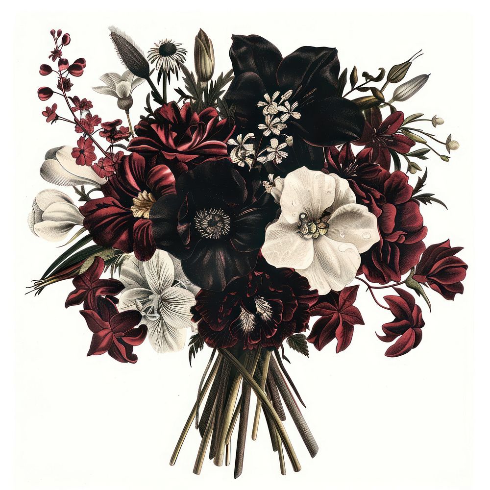 Gothic wedding flower bouquet illustration | Free Photo Illustration ...