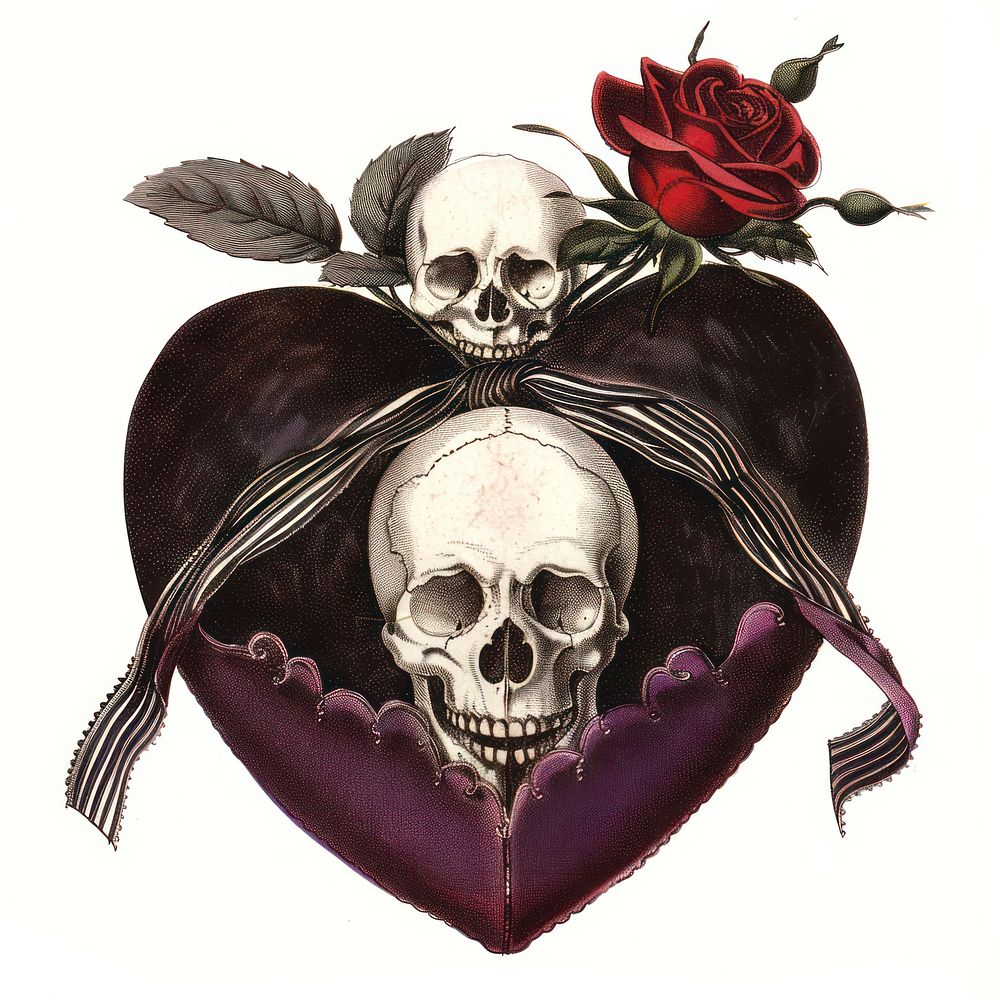 Gothic wedding heart rose illustration | Free Photo Illustration - rawpixel