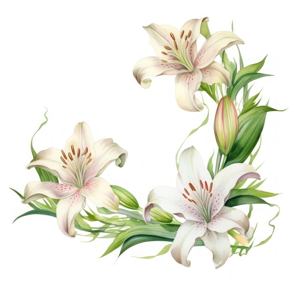 Lily flower corner frame flowers | Free Photo Illustration - rawpixel