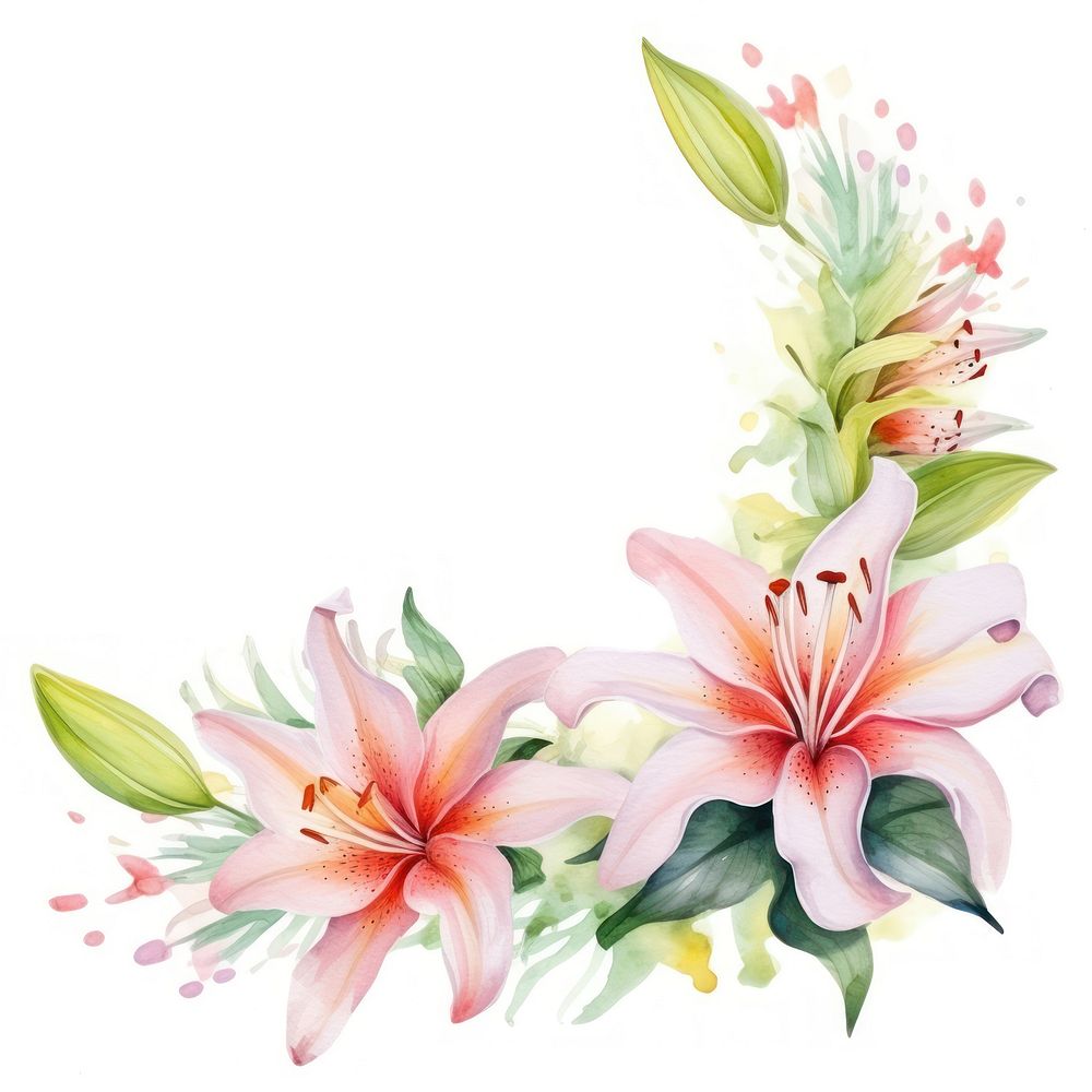 Lily flower corner frame flowers | Free Photo Illustration - rawpixel