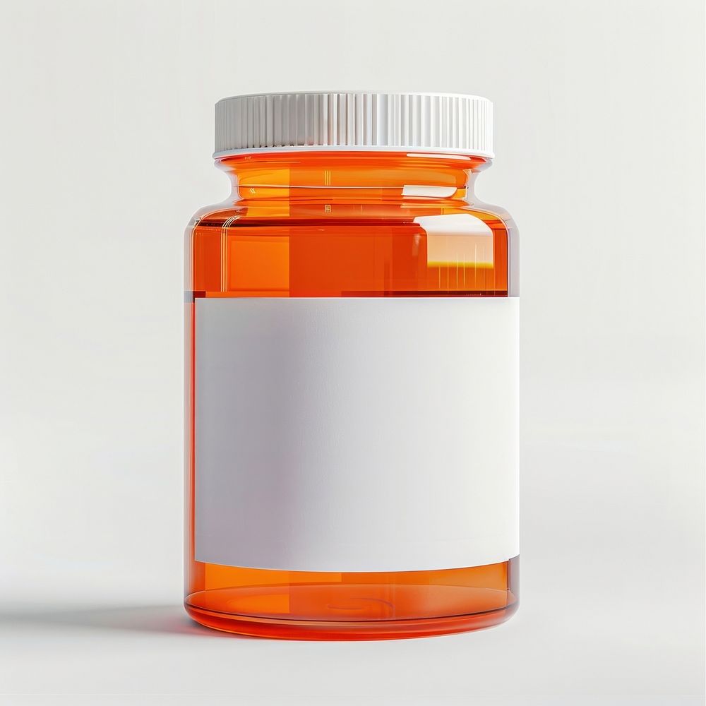 Drug container orange white label. | Free Photo - rawpixel