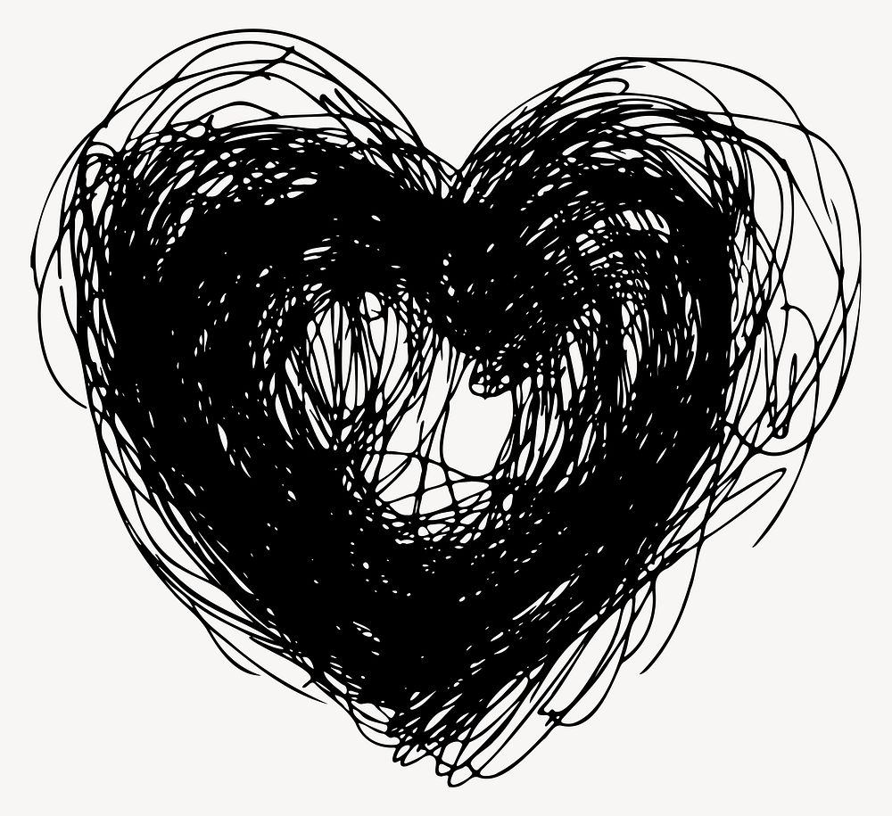 Abstract heart sketch art vector | Free Vector - rawpixel