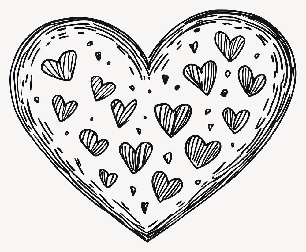 Hand-drawn heart pattern illustration vector | Free Vector - rawpixel