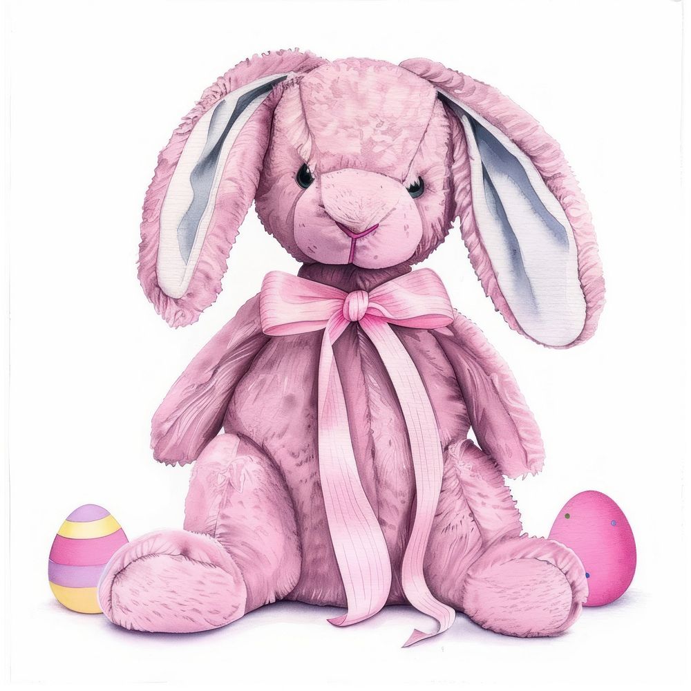 Pink stuffed bunny rabbit pastel | Free Photo Illustration - rawpixel