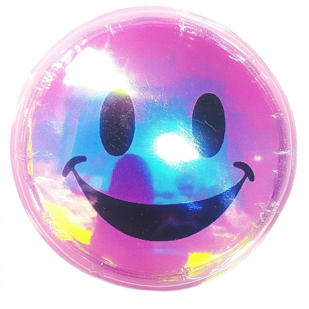 Smiling Bubble Sticker holographic round | Free Photo - rawpixel