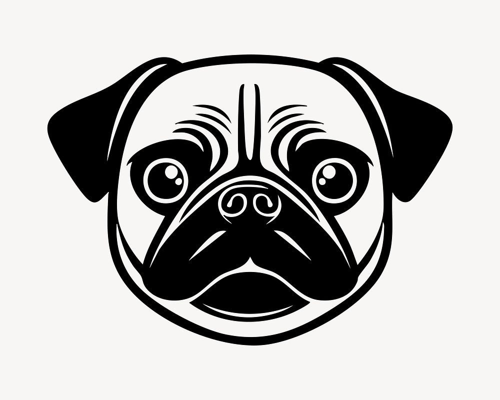 Bold pug face illustration vector | Free Vector - rawpixel