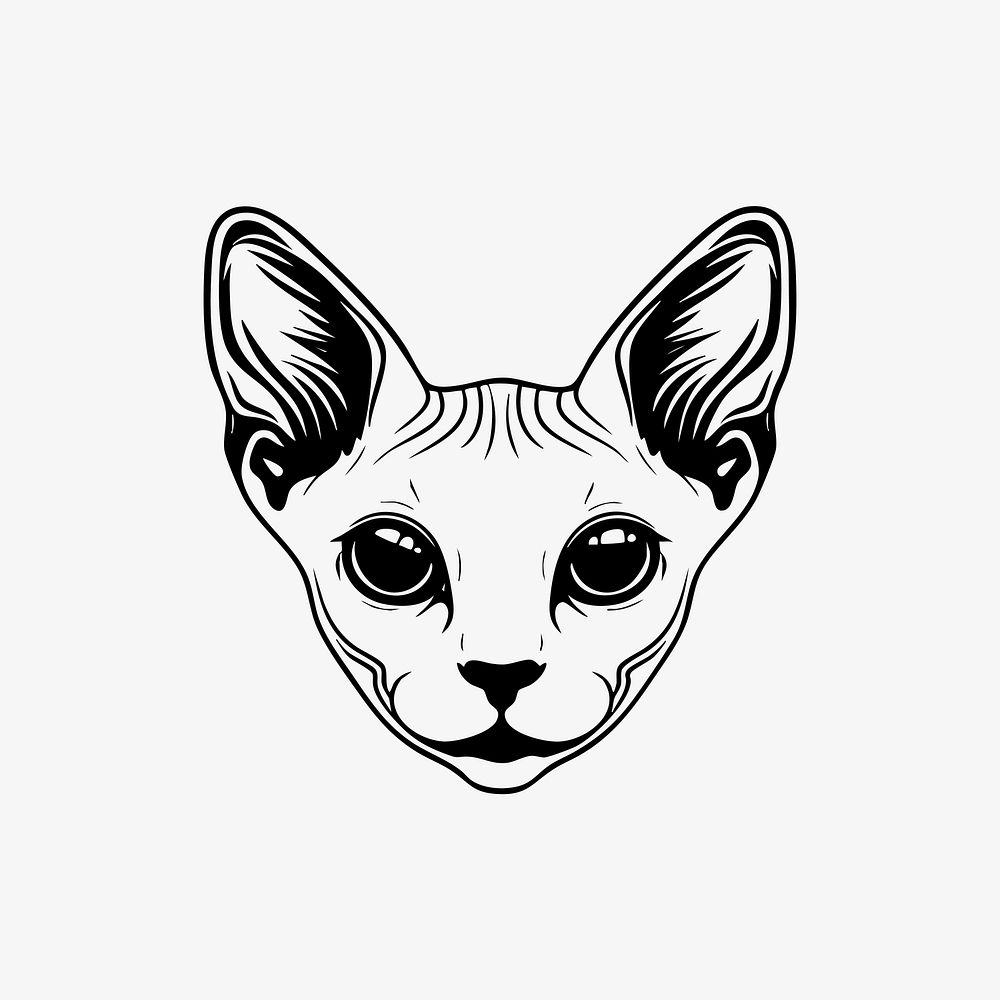 Sphynx cat face portrait, black | Free Photo Illustration - rawpixel