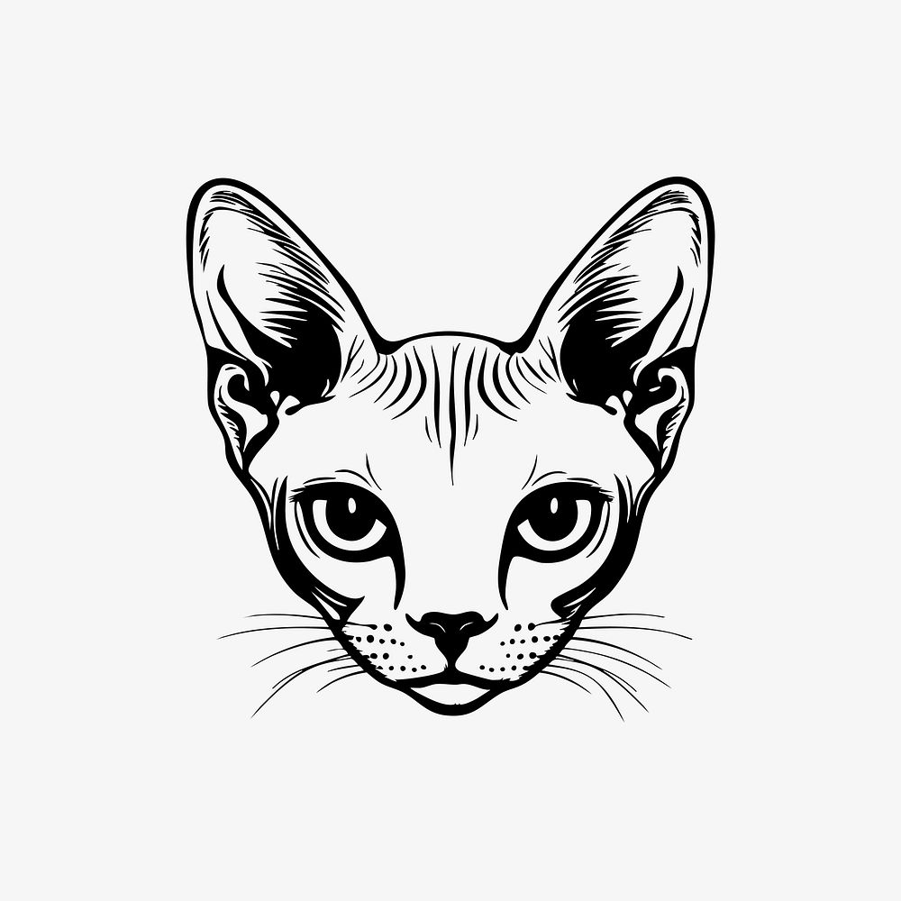 Sphynx cat face portrait, black | Free Photo Illustration - rawpixel