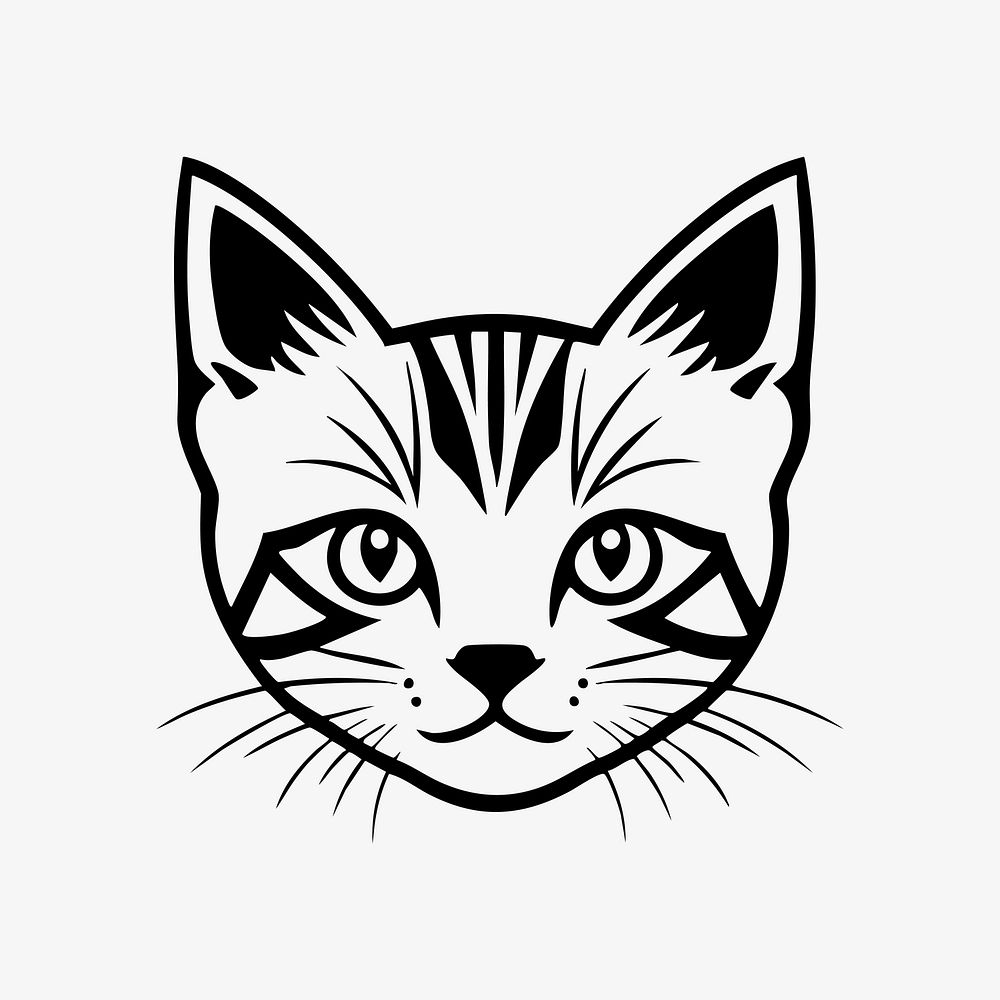 Toyger cat face portrait, black | Free Photo Illustration - rawpixel
