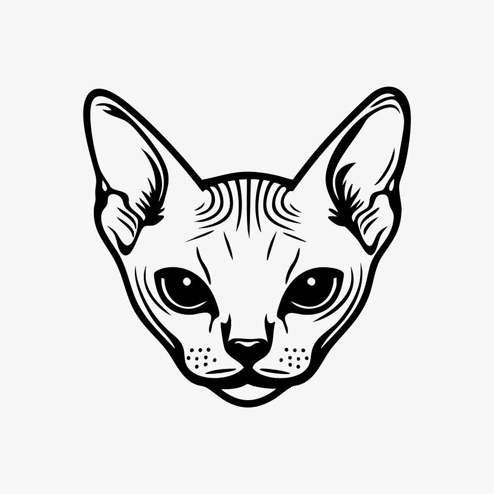 Sphynx cat face portrait, black | Free Vector - rawpixel