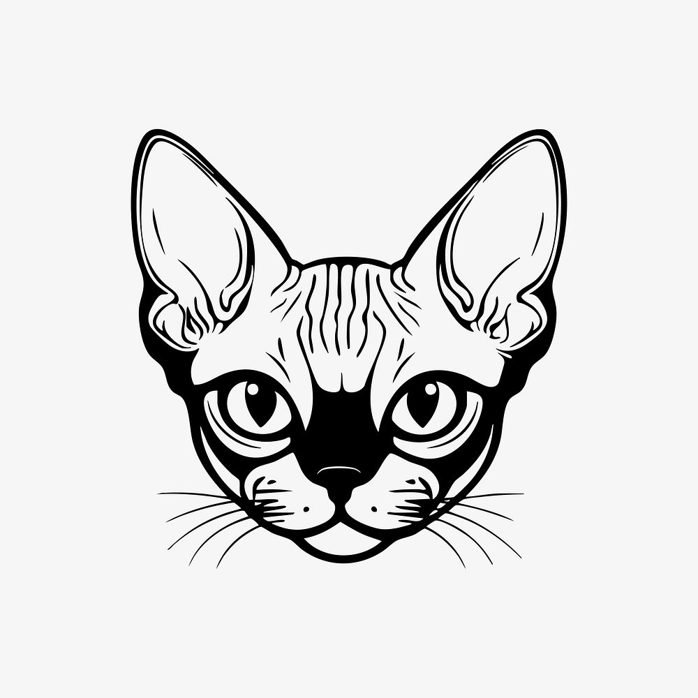 Sphynx cat face portrait, black | Free Photo Illustration - rawpixel