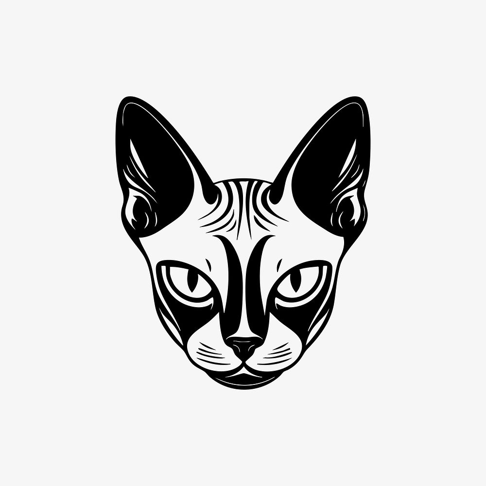 Sphynx cat face portrait, black | Free Photo Illustration - rawpixel