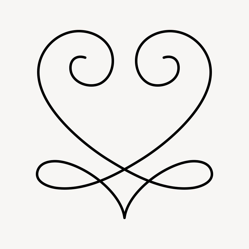 Elegant heart-shaped line art, hand | Free Photo Illustration - rawpixel