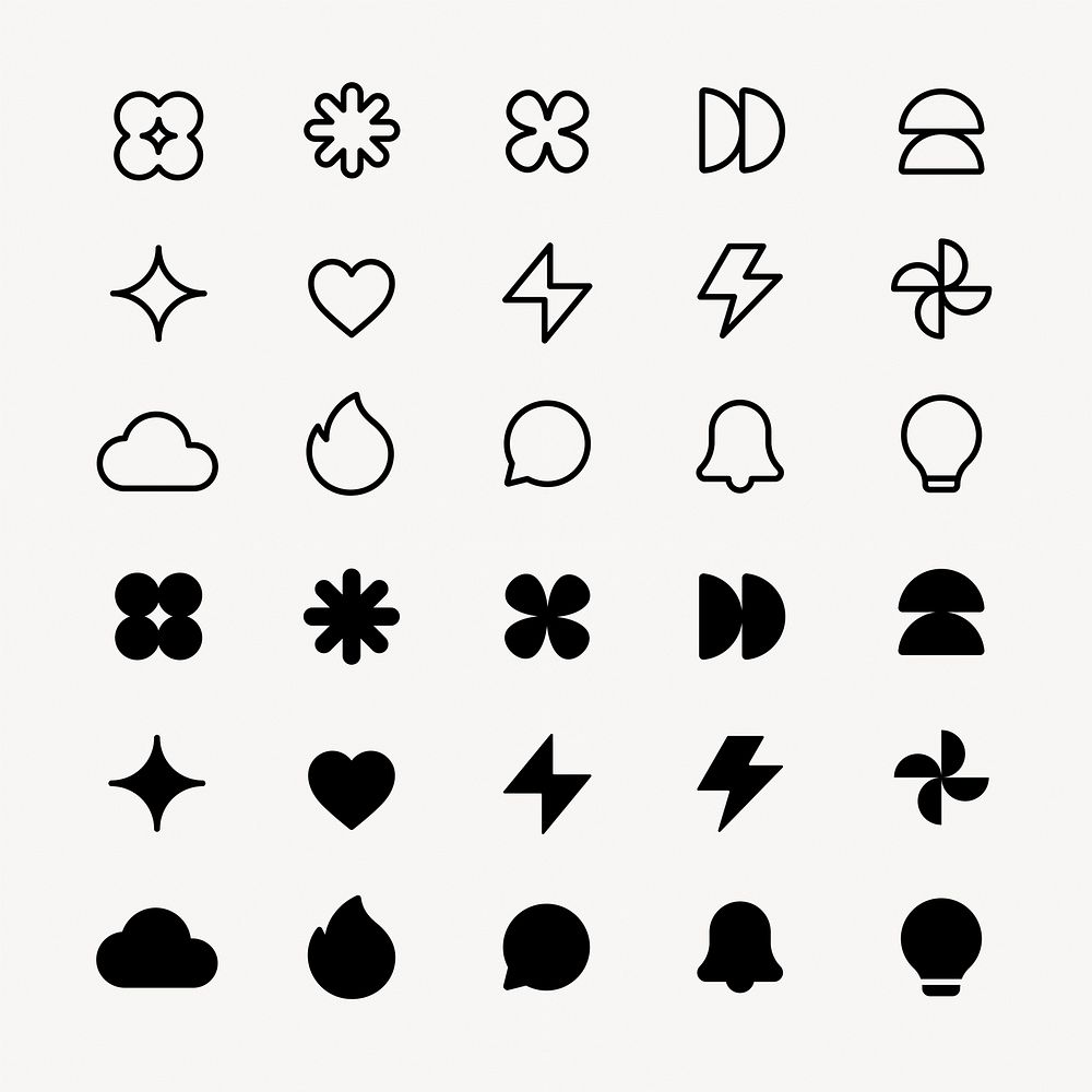 Set 30 minimalist icons black | Premium Vector - rawpixel