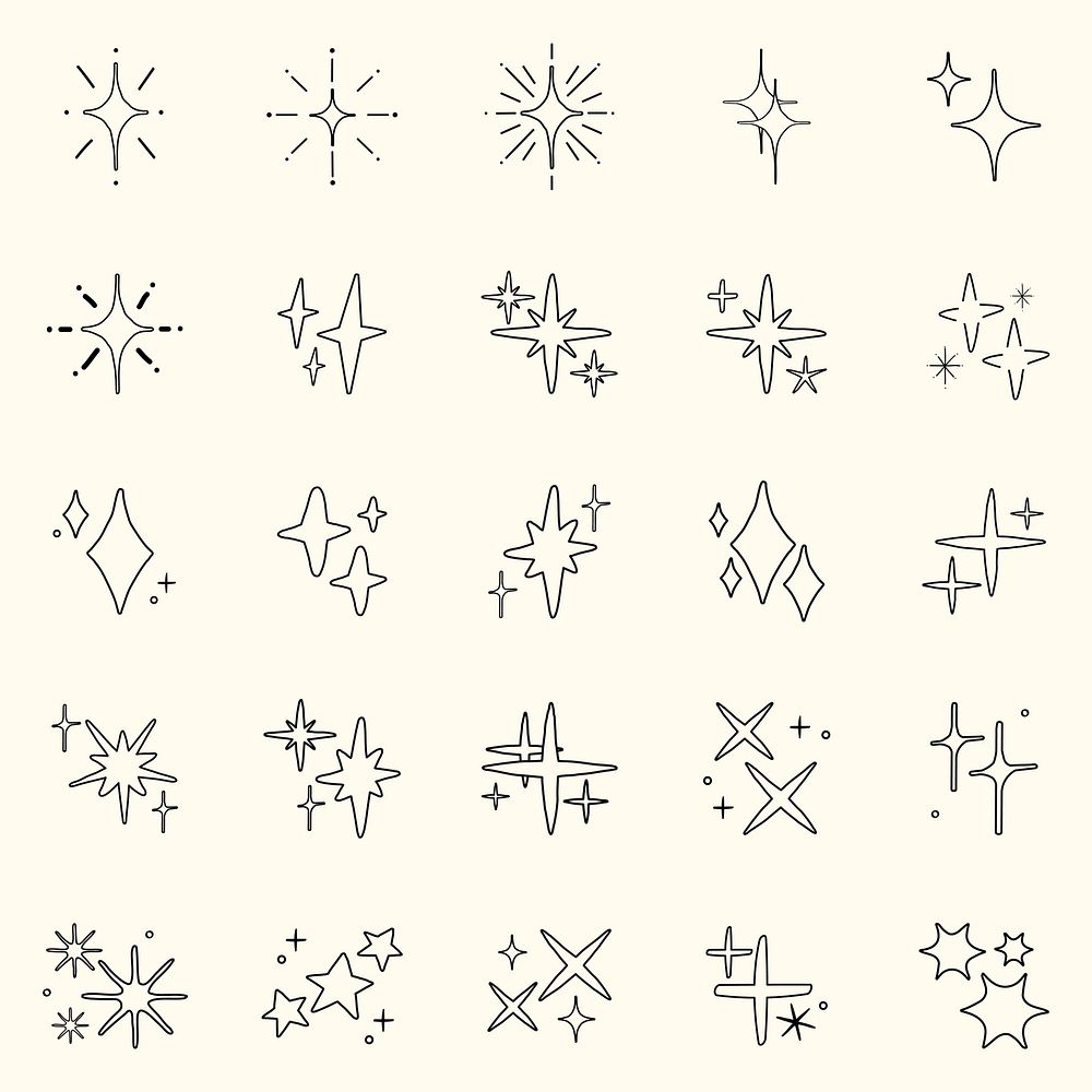 Collection 24 minimalist star icons. | Premium Vector Illustration ...