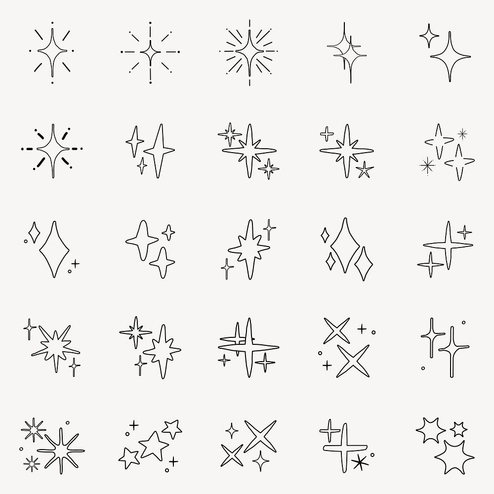 Set 24 hand-drawn star doodles | Premium Vector Illustration - rawpixel