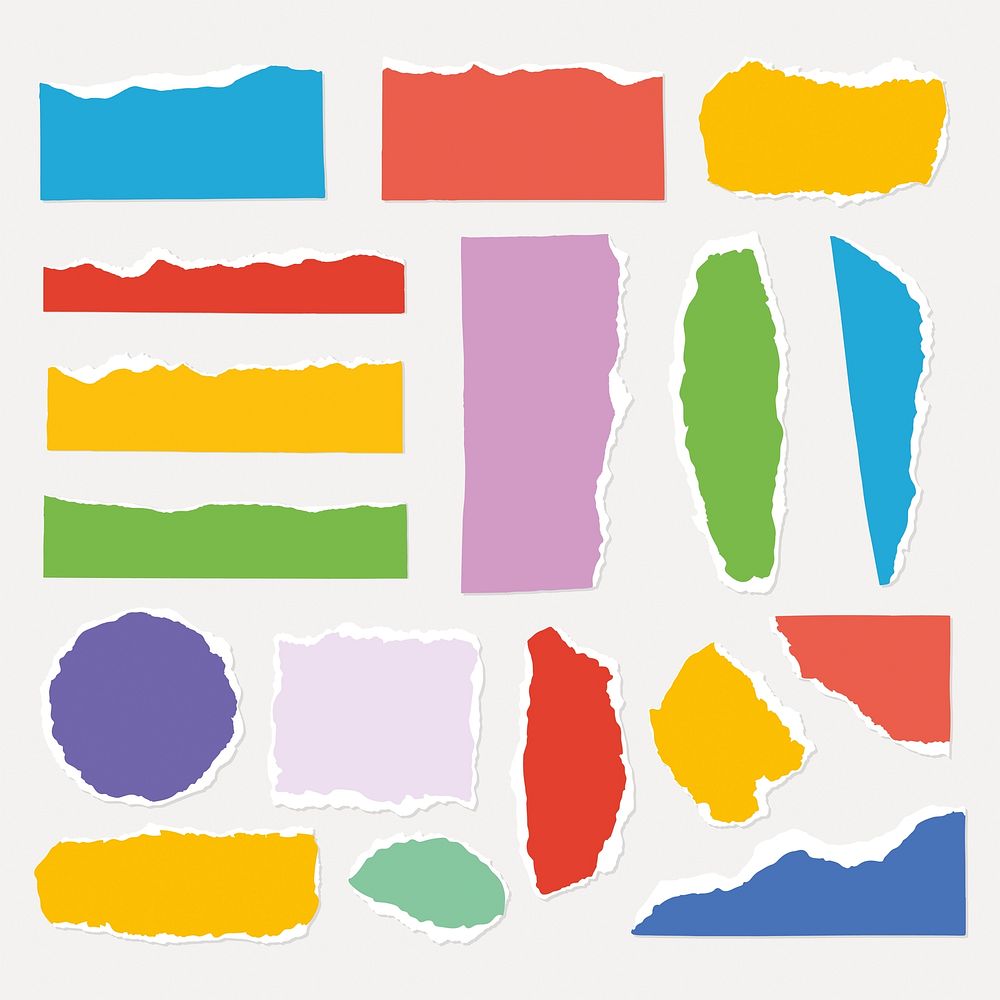 Colorful torn paper shapes various | Free Vector - rawpixel