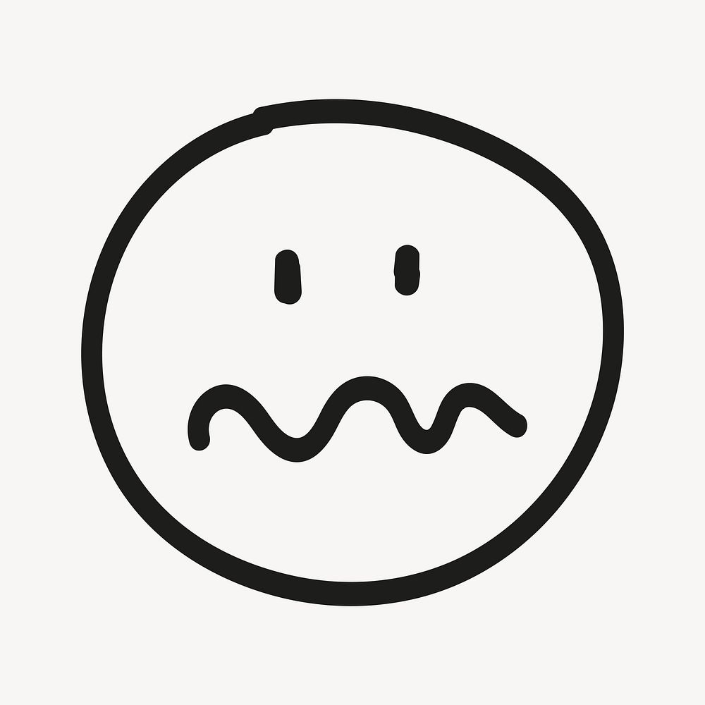 Minimalist doodle worried face black | Free Photo Illustration - rawpixel