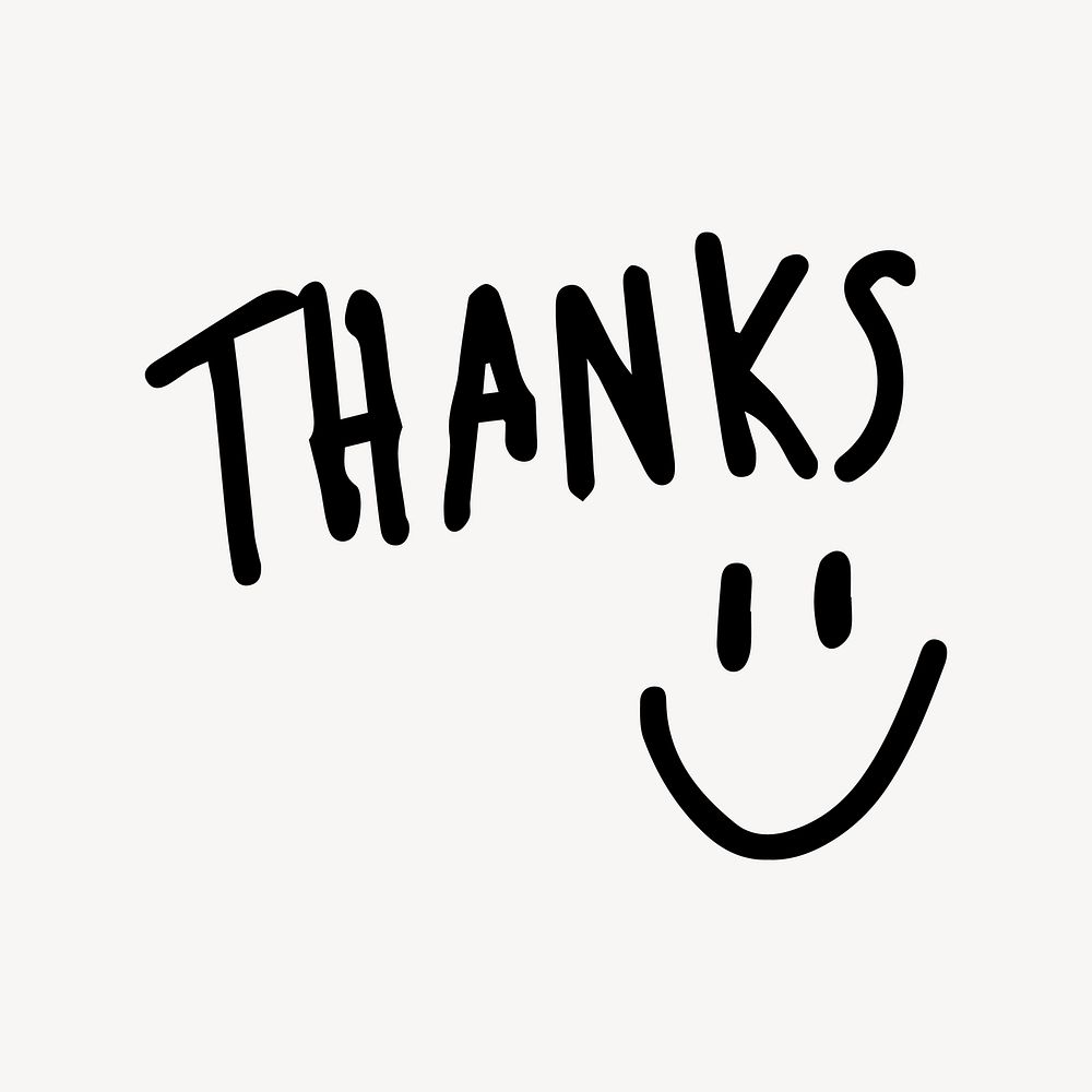 Handwritten 'Thanks' smiley face, minimalist | Free Photo Illustration ...