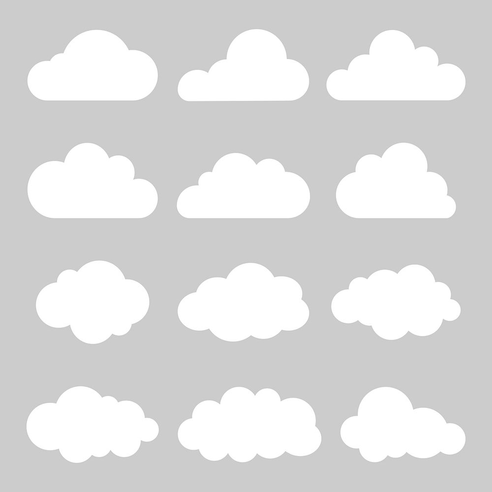 Set 12 white cloud icons | Premium Vector - rawpixel