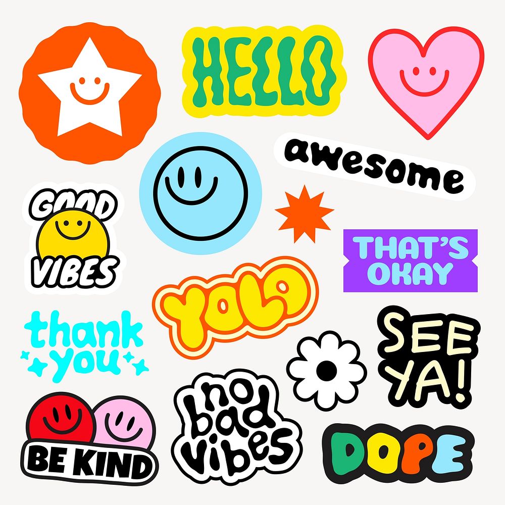 Colorful stickers positive messages like | Premium Vector - rawpixel