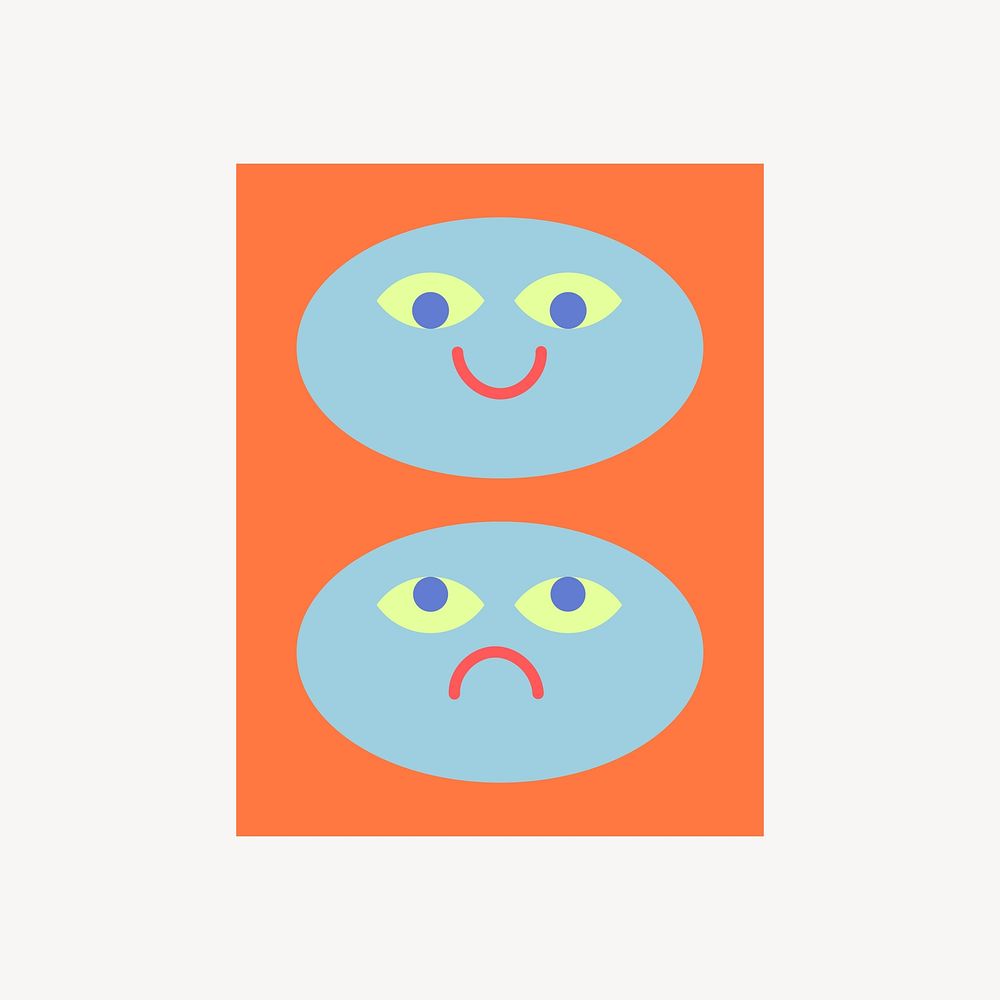 Abstract faces contrasting emotions vector | Free Vector - rawpixel