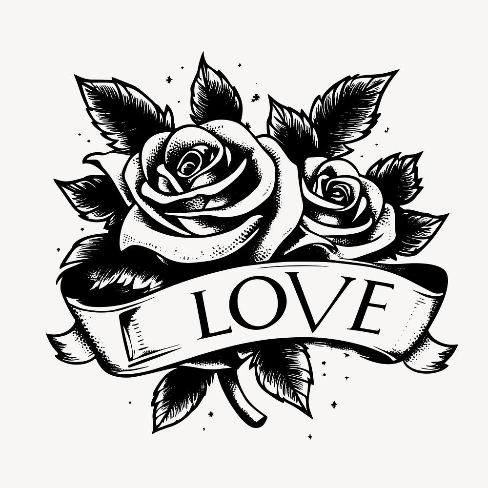 Elegant vintage rose tattoo design, | Free Vector - rawpixel