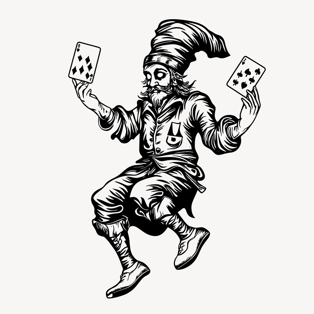 Vintage jester holding playing cards, | Free Vector - rawpixel