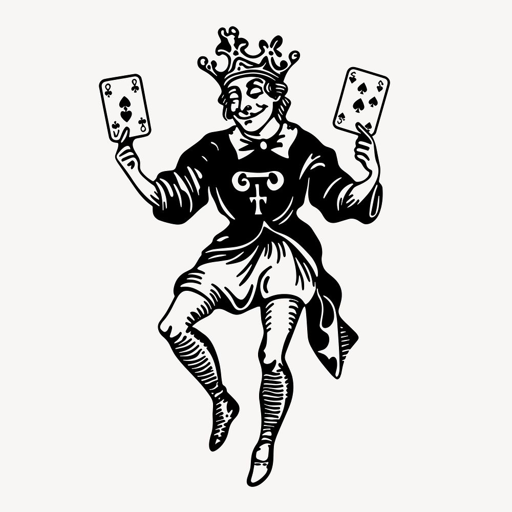Vintage jester holding playing cards, | Free Vector - rawpixel