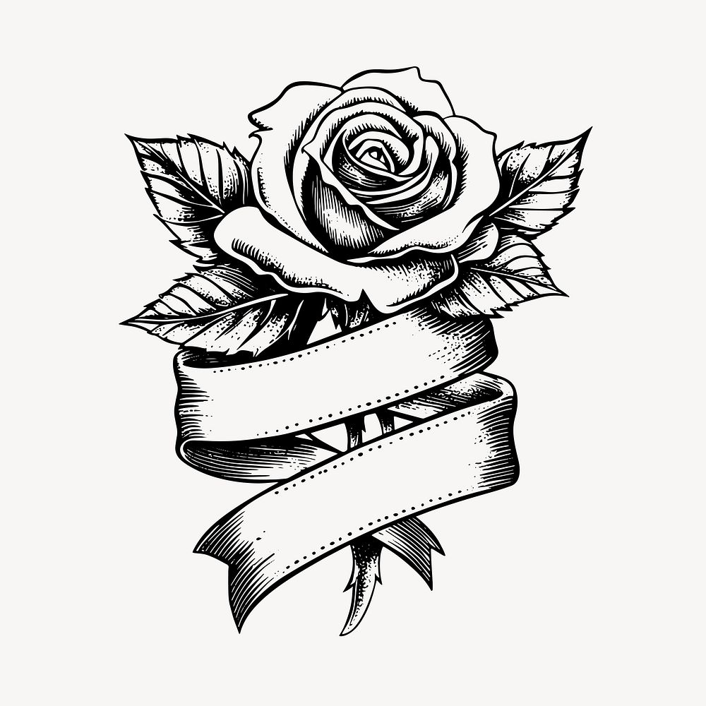 Vintage rose tattoo design, old | Free Vector - rawpixel