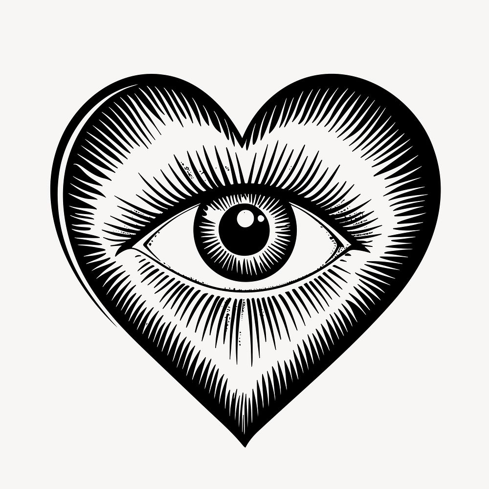 Heart-shaped eye illustration design, old | Free Vector - rawpixel