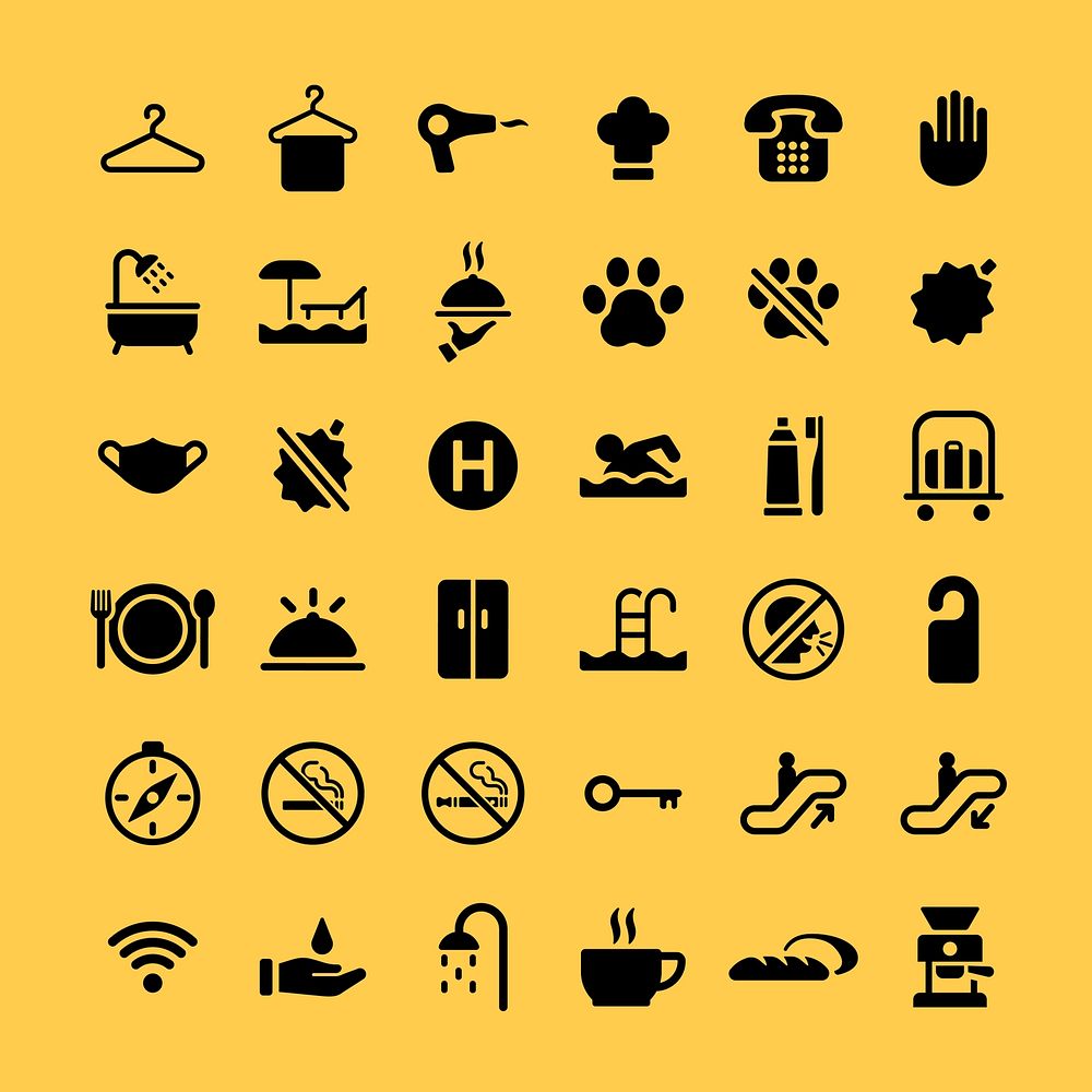 Icon set symbols hotel amenities: | Premium Vector - rawpixel