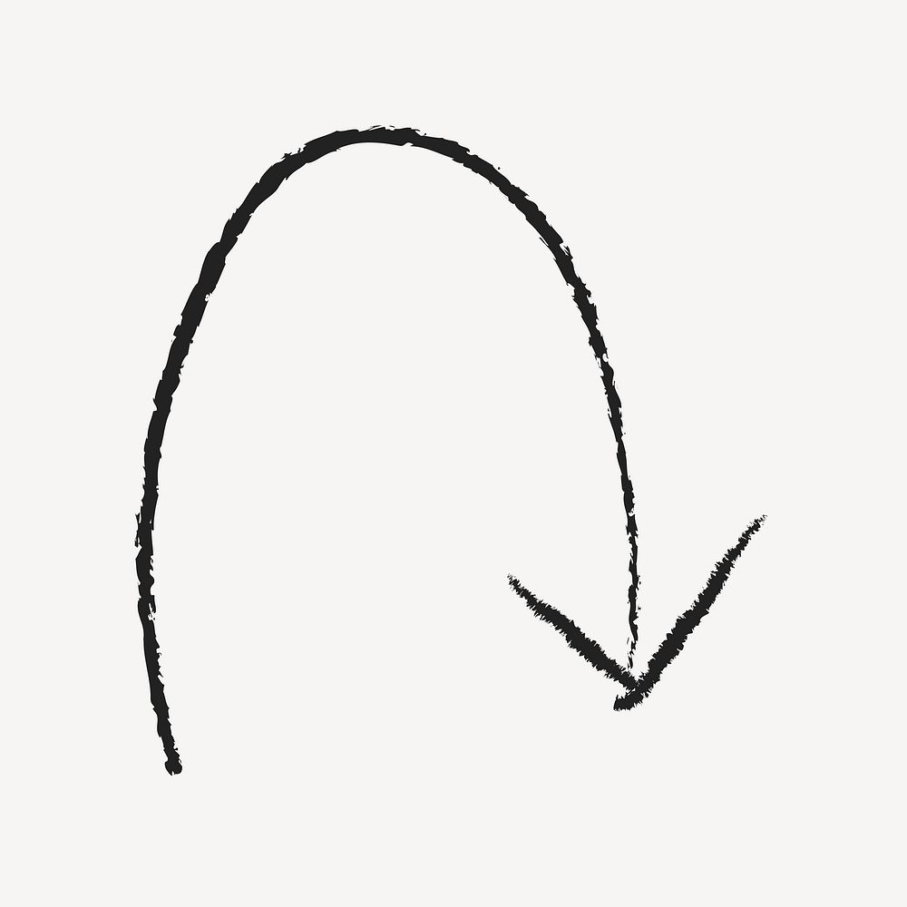 Simple hand-drawn curved arrow element | Free Photo Illustration - rawpixel