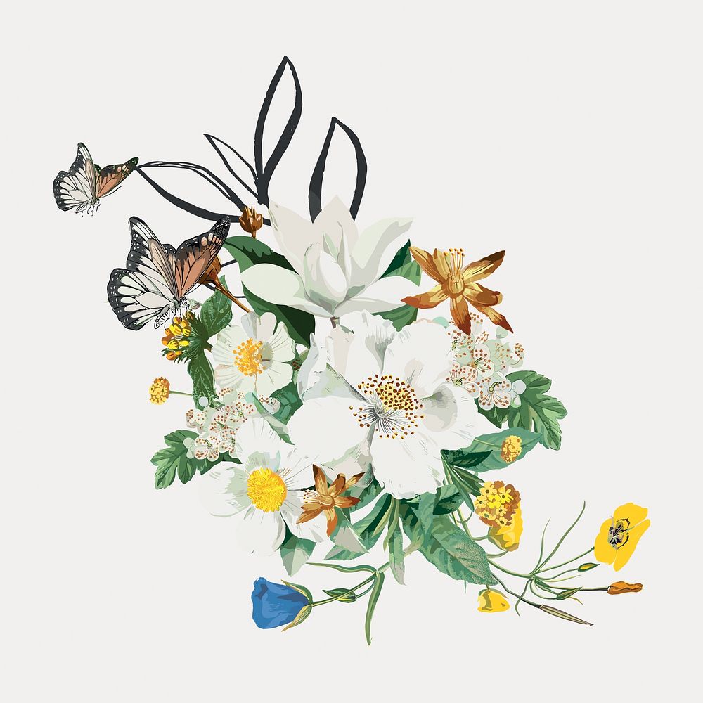 Aesthetic white flowers element, vector | Free Vector - rawpixel