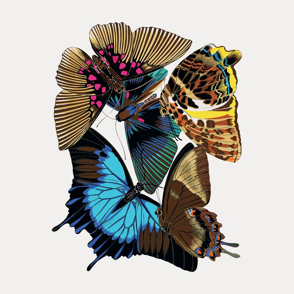 Vintage butterfly sticker set, isolated | Free Vector - rawpixel