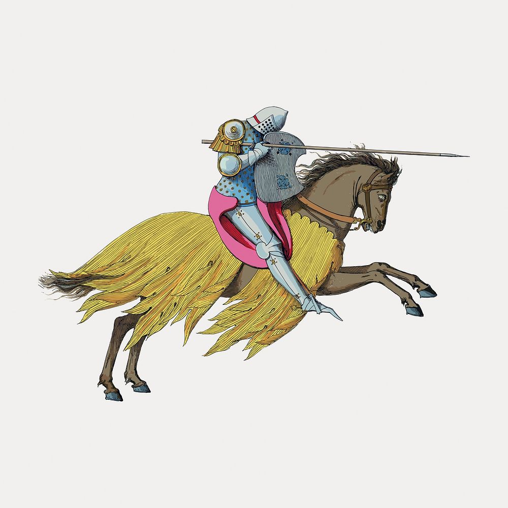 Colorful knight vintage illustration, isolated | Free Vector - rawpixel
