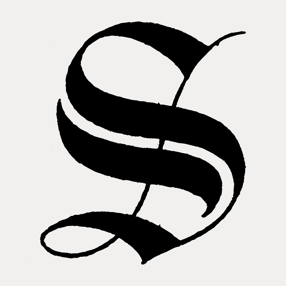 S letter, Old English calligraphy | Free Vector - rawpixel