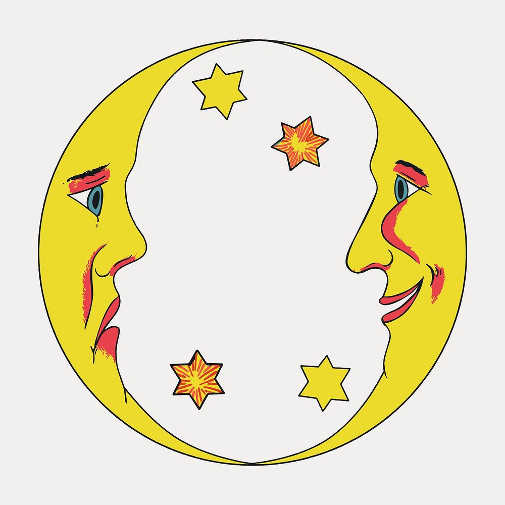 Celestial double crescent moon face | Free Vector - rawpixel