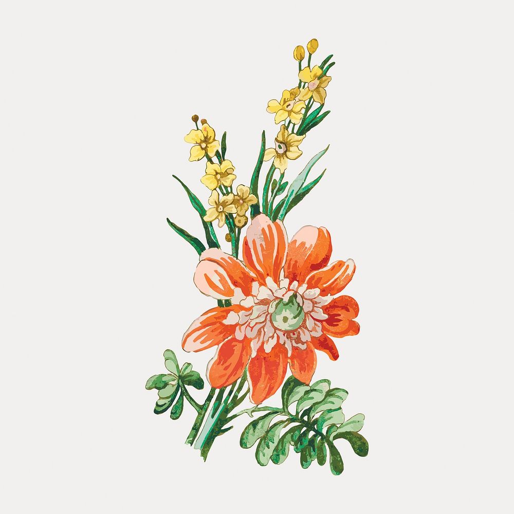 Vintage blooming flower branch design | Free Vector - rawpixel