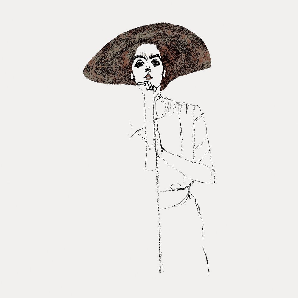 Egon Schiele’s Portrait Woman line | Free Vector - rawpixel