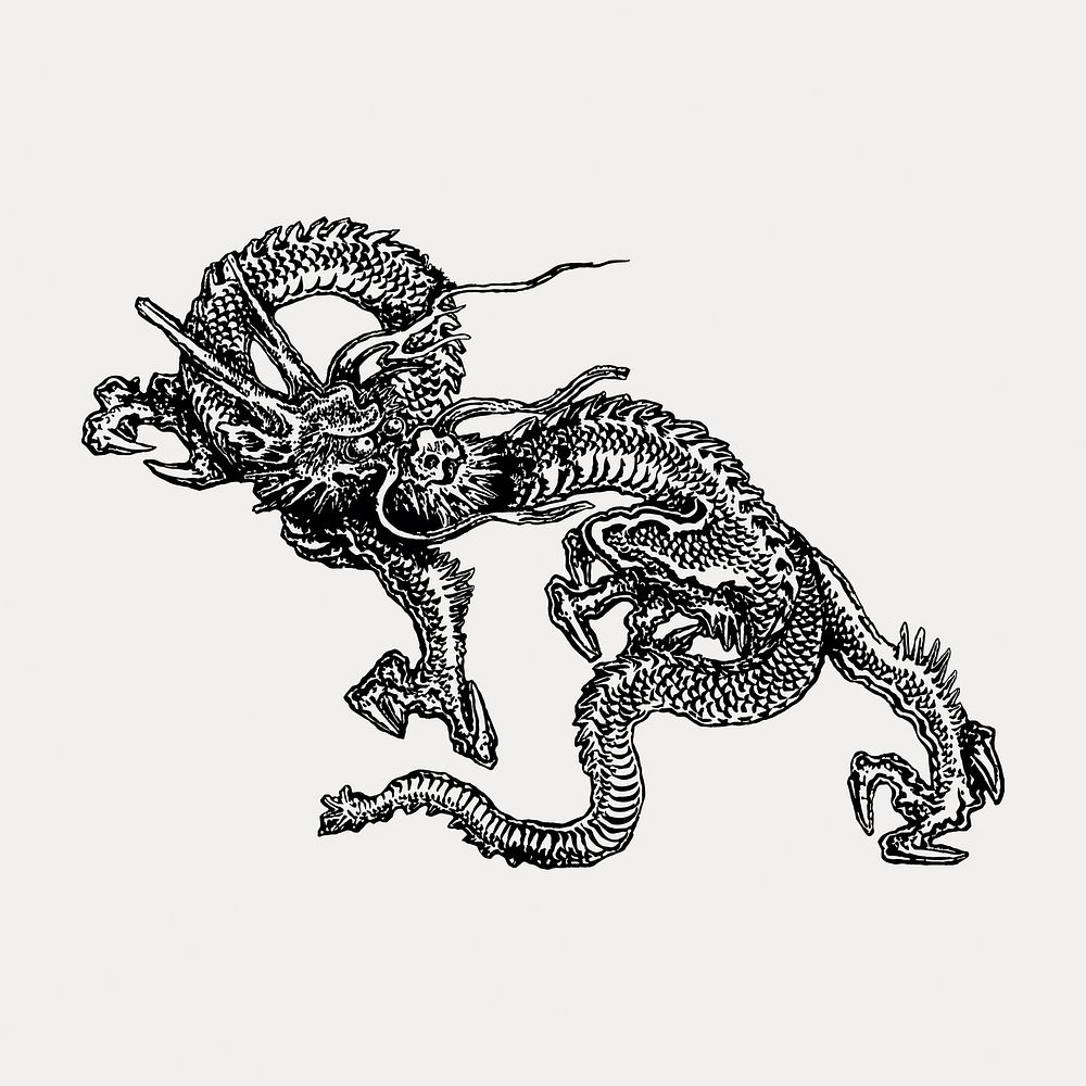 Japanese dragon, mythical creature illustration | Free Vector - rawpixel