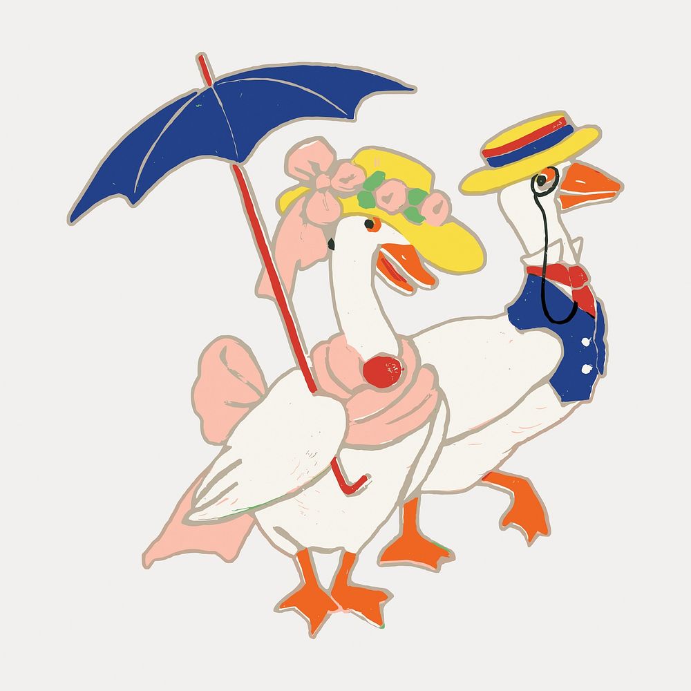 Geese character vintage illustration, isolated | Free Vector - rawpixel