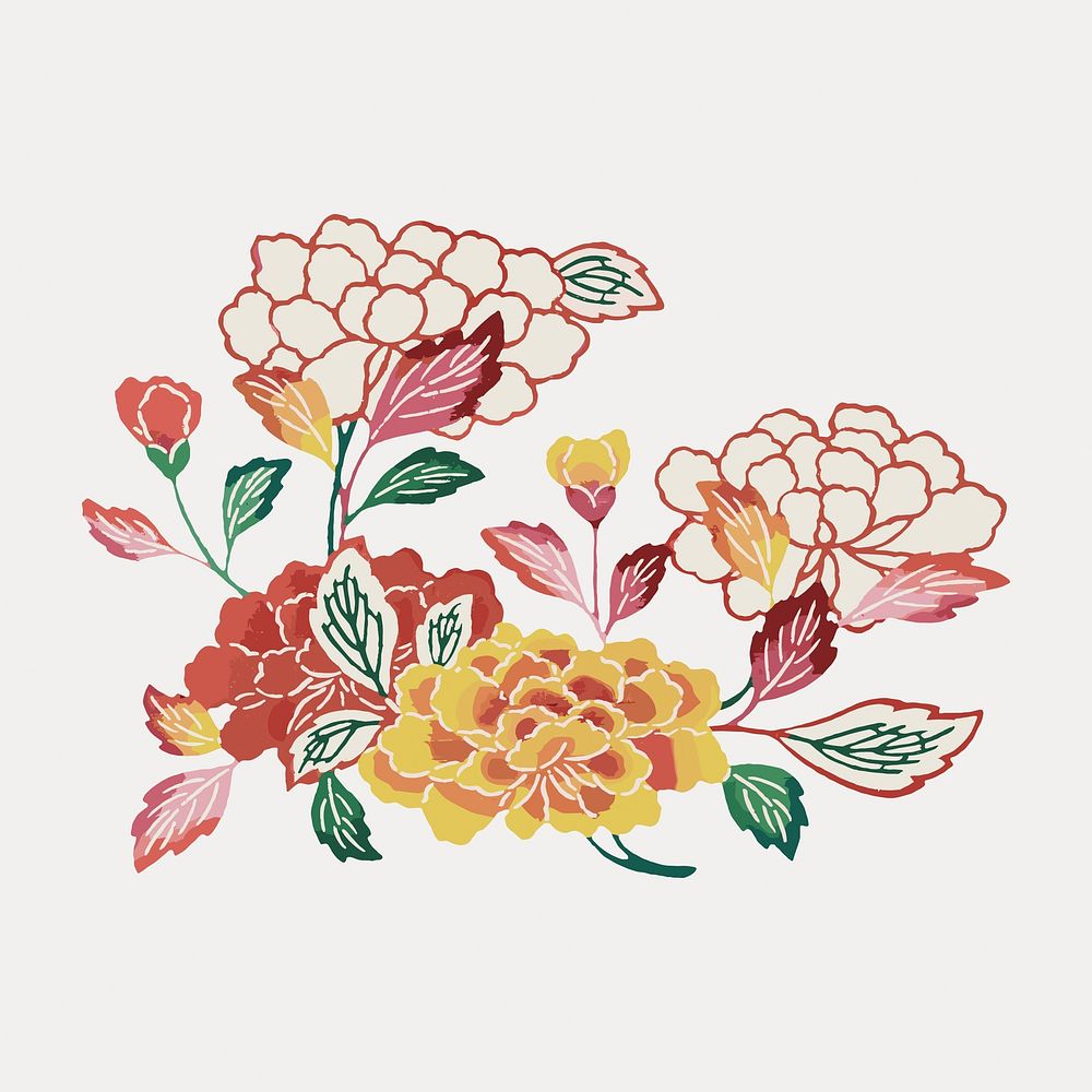 Peony flower, Japanese botanical illustration | Free Vector - rawpixel