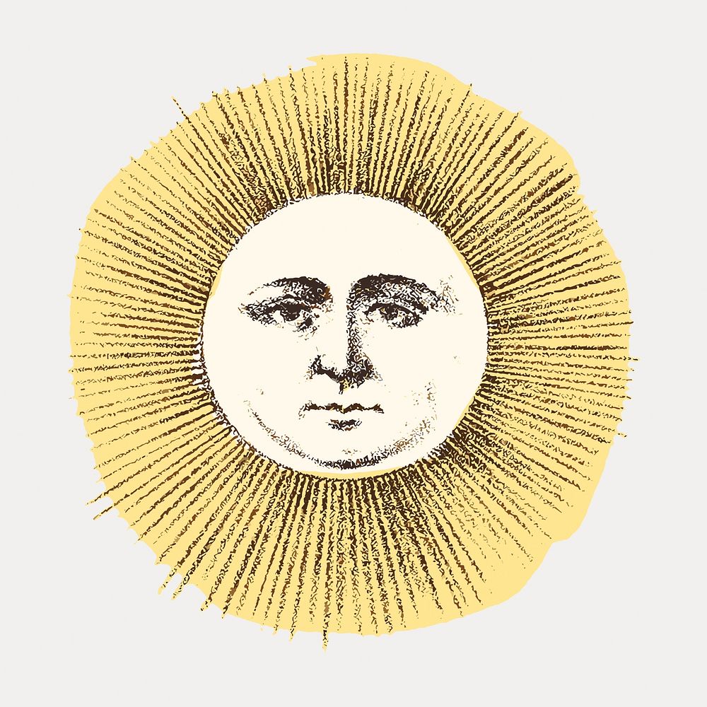 Sun human's face, vintage illustration, | Free Vector - rawpixel