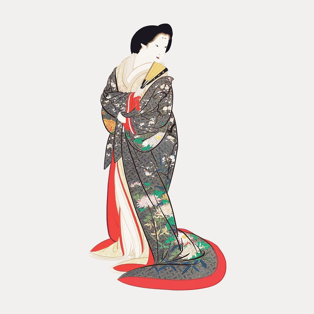 Japanese woman illustration isolated white, | Free Vector - rawpixel