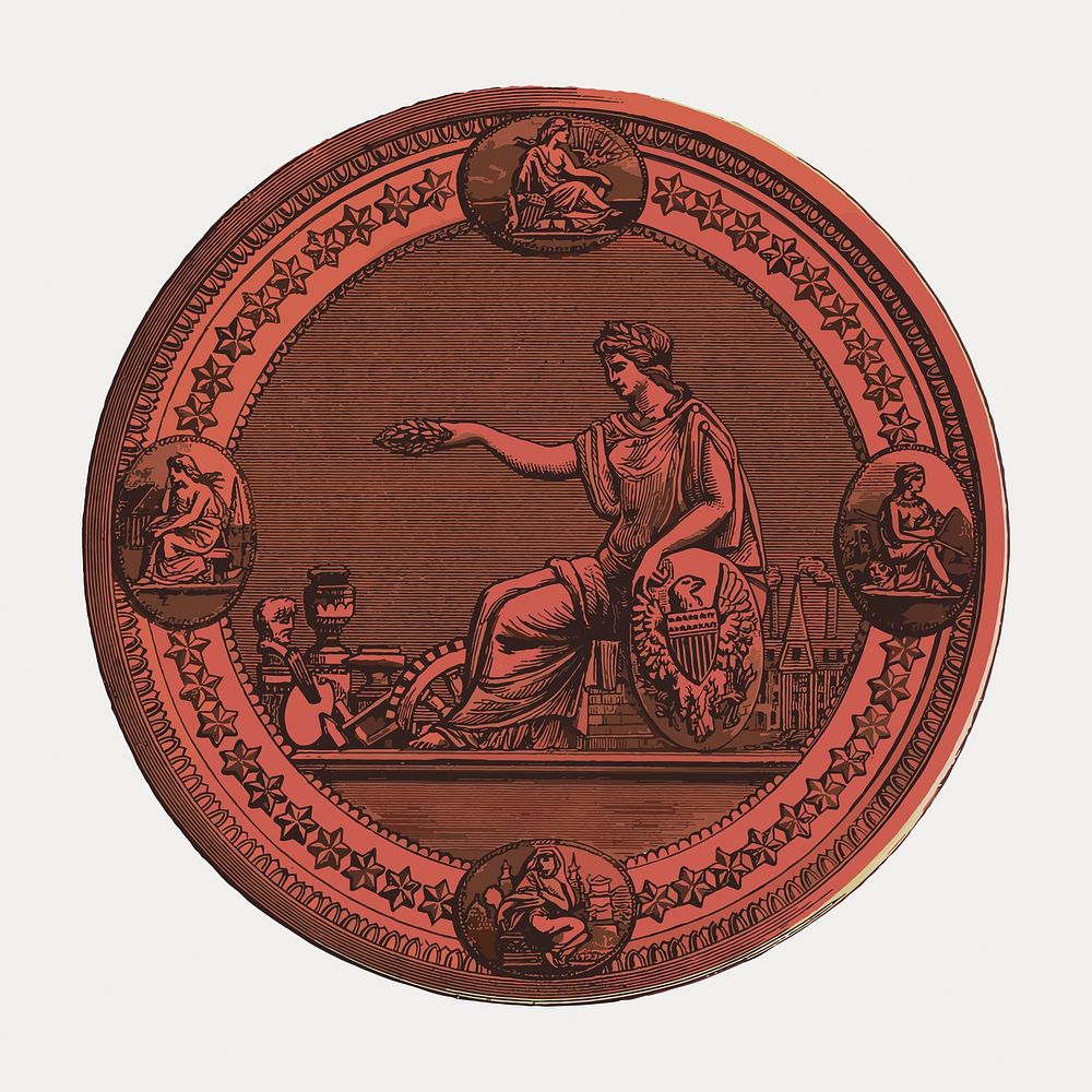 Greek red coin sticker illustration | Free Vector - rawpixel