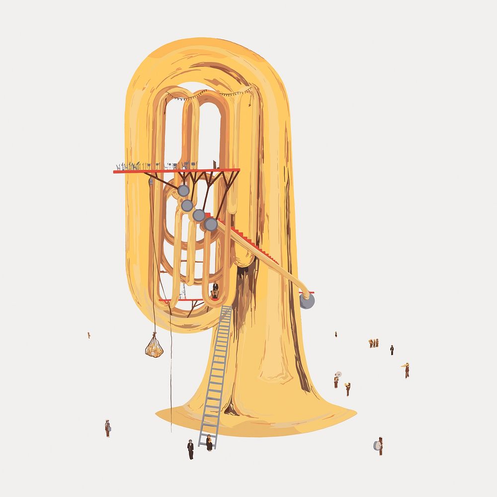 Gold tuba music instrument sticker | Free Vector - rawpixel
