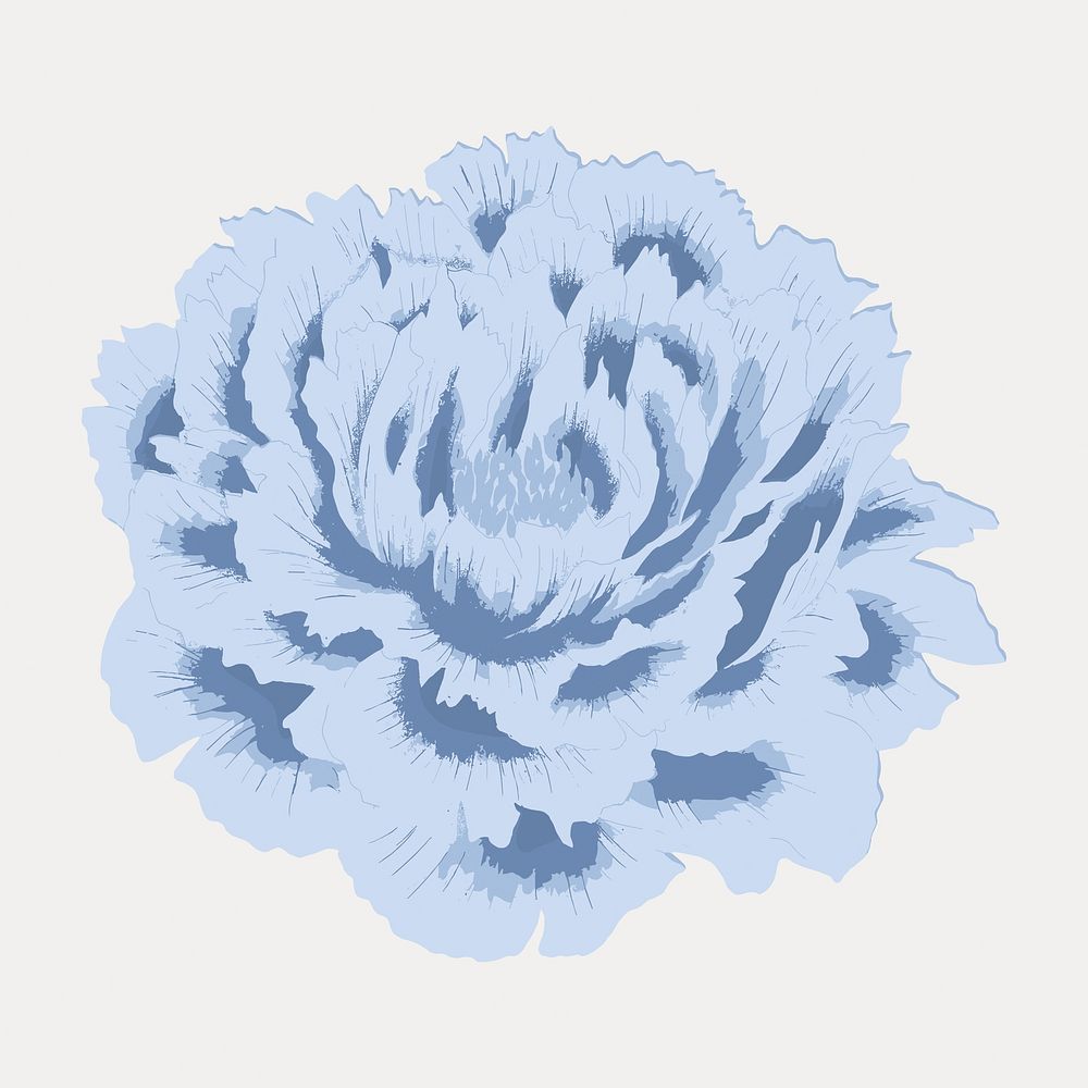 Japanese peony flower clipart, blue | Free Vector - rawpixel