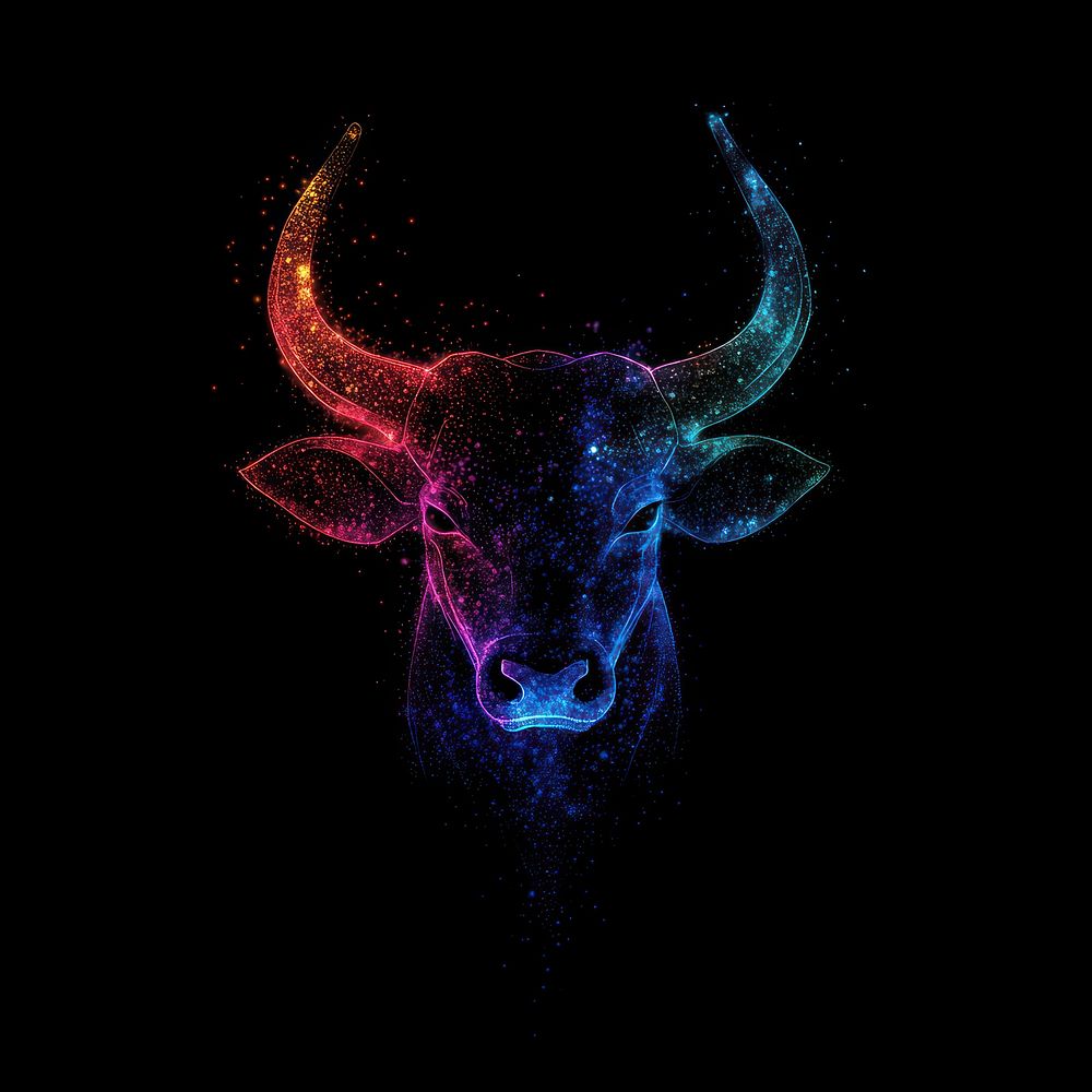 Colorful taurus light glitter animal | Free Photo Illustration - rawpixel